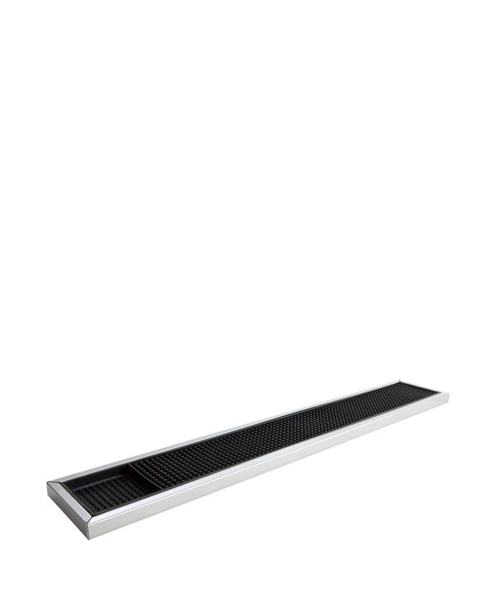 Bar Mat – Deluxe Black Rubber with Stainless Steel Trim - Glasslines